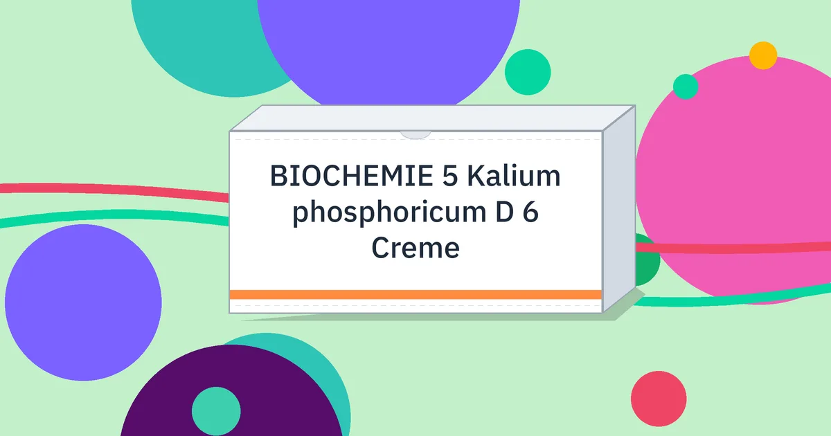 Symbolbild: Packung mit der Aufschrift BIOCHEMIE 5 Kalium phosphoricum D 6 Creme (PZN 04535235) – Verfügbarkeit und Bezug in Apotheken in Frankfurt am Main