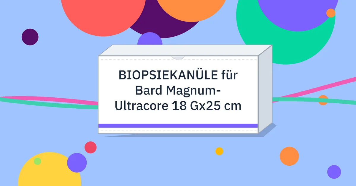 Symbolbild: Packung mit der Aufschrift BIOPSIEKANÜLE für Bard Magnum-Ultracore 18 Gx25 cm (PZN 07096776) – Verfügbarkeit und Bezug in Apotheken in Frankfurt am Main