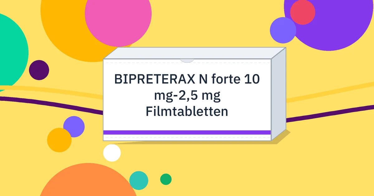Symbolbild: Packung mit der Aufschrift BIPRETERAX N forte 10 mg-2,5 mg Filmtabletten (PZN 19754747) – Verfügbarkeit und Bezug in Apotheken in Frankfurt am Main