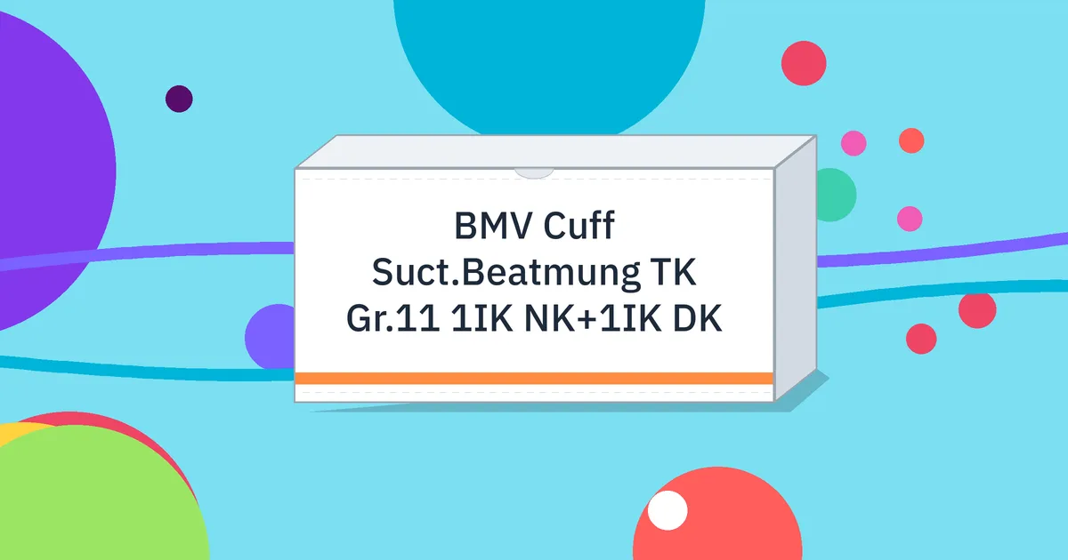 Symbolbild: Packung mit der Aufschrift BMV Cuff Suct.Beatmung TK Gr.11 1IK NK+1IK DK (PZN 18383177) – Verfügbarkeit und Bezug in Apotheken in Frankfurt am Main