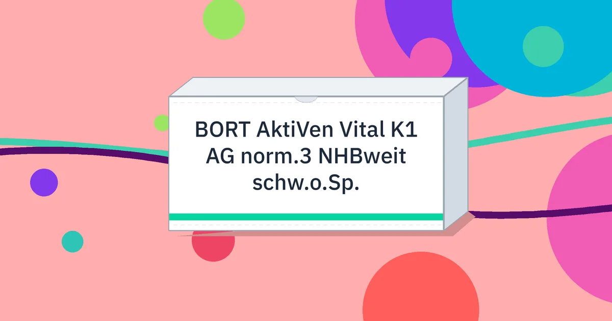 Symbolbild: Packung mit der Aufschrift BORT AktiVen Vital K1 AG norm.3 NHBweit schw.o.Sp. (PZN 13735683) – Verfügbarkeit und Bezug in Apotheken in Frankfurt am Main