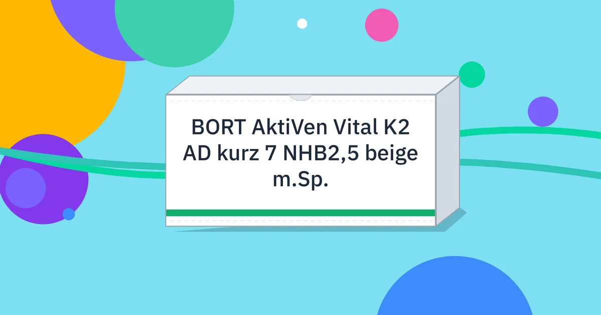 Symbolbild: Packung mit der Aufschrift BORT AktiVen Vital K2 AD kurz 7 NHB2,5 beige m.Sp. (PZN 17499222) – Verfügbarkeit und Bezug in Apotheken in Frankfurt am Main