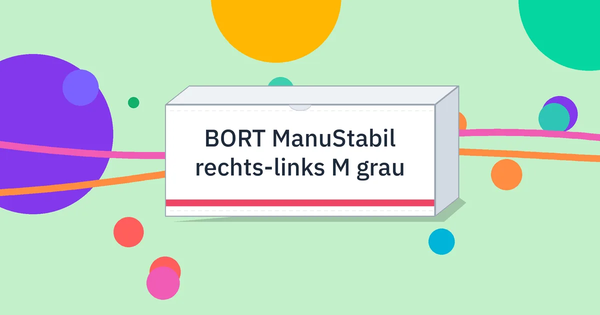 Symbolbild: Packung mit der Aufschrift BORT ManuStabil rechts-links M grau (PZN 16318023) – Verfügbarkeit und Bezug in Apotheken in Frankfurt am Main