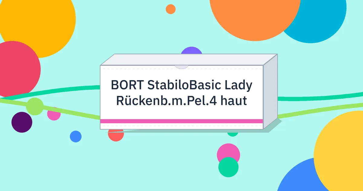 Symbolbild: Packung mit der Aufschrift BORT StabiloBasic Lady Rückenb.m.Pel.4 haut (PZN 05873224) – Verfügbarkeit und Bezug in Apotheken in Frankfurt am Main