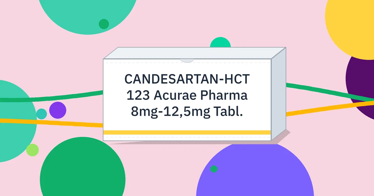 Symbolbild: Packung mit der Aufschrift CANDESARTAN-HCT 123 Acurae Pharma 8mg-12,5mg Tabl. (PZN 19835569) – Verfügbarkeit und Bezug in Apotheken in Frankfurt am Main