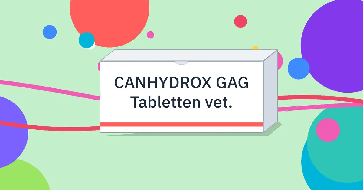 Symbolbild: Packung mit der Aufschrift CANHYDROX GAG Tabletten vet. (PZN 06894599) – Verfügbarkeit und Bezug in Apotheken in Frankfurt am Main