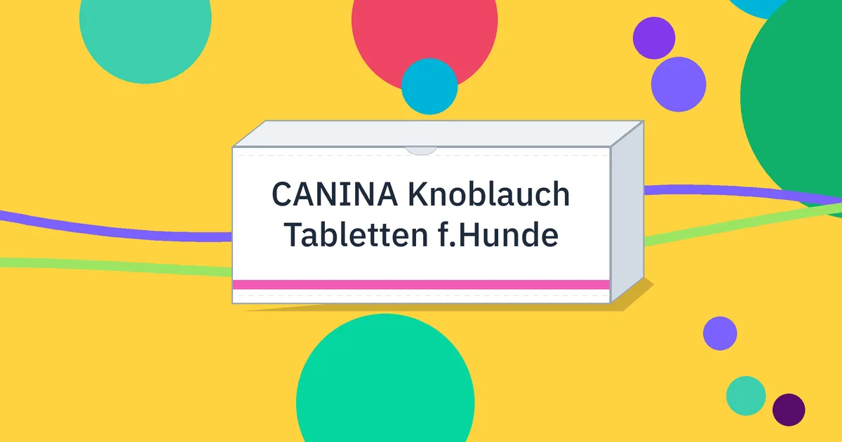 Symbolbild: Packung mit der Aufschrift CANINA Knoblauch Tabletten f.Hunde (PZN 07637290) – Verfügbarkeit und Bezug in Apotheken in Frankfurt am Main