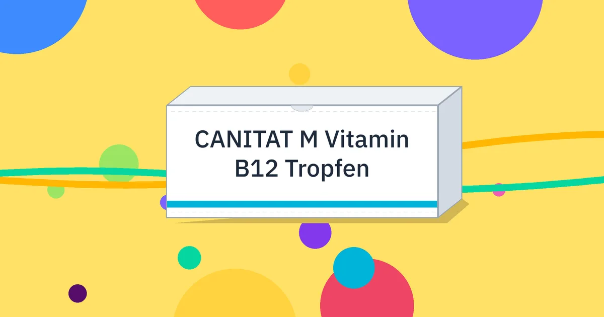 Symbolbild: Packung mit der Aufschrift CANITAT M Vitamin B12 Tropfen (PZN 17165857) – Verfügbarkeit und Bezug in Apotheken in Frankfurt am Main
