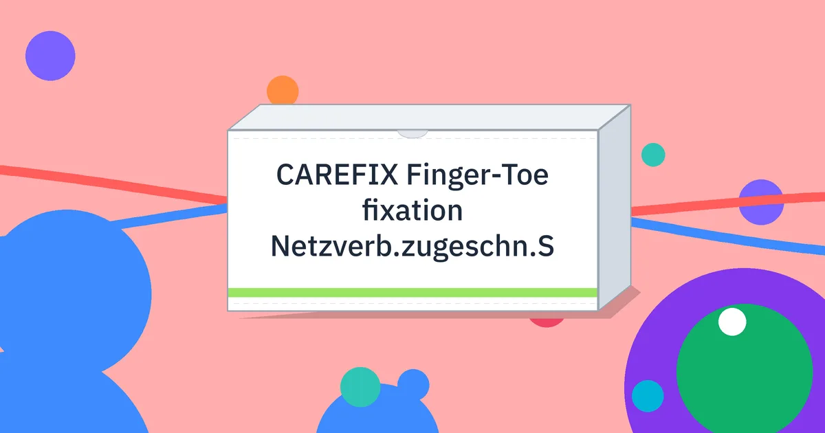 Symbolbild: Packung mit der Aufschrift CAREFIX Finger-Toe fixation Netzverb.zugeschn.S (PZN 11559822) – Verfügbarkeit und Bezug in Apotheken in Frankfurt am Main
