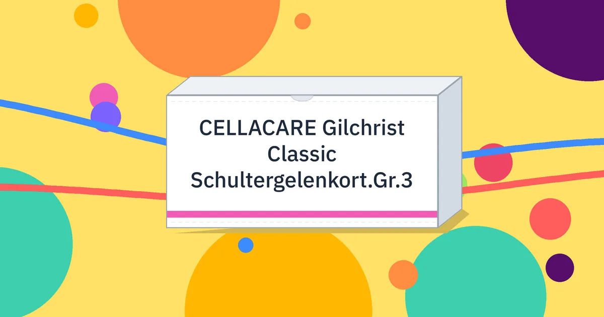 Symbolbild: Packung mit der Aufschrift CELLACARE Gilchrist Classic Schultergelenkort.Gr.3 (PZN 14366880) – Verfügbarkeit und Bezug in Apotheken in Frankfurt am Main