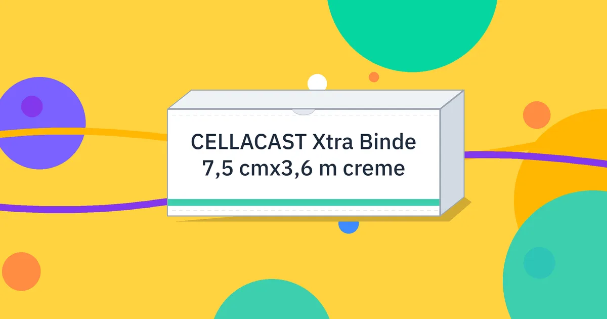 Symbolbild: Packung mit der Aufschrift CELLACAST Xtra Binde 7,5 cmx3,6 m creme (PZN 11382068) – Verfügbarkeit und Bezug in Apotheken in Frankfurt am Main