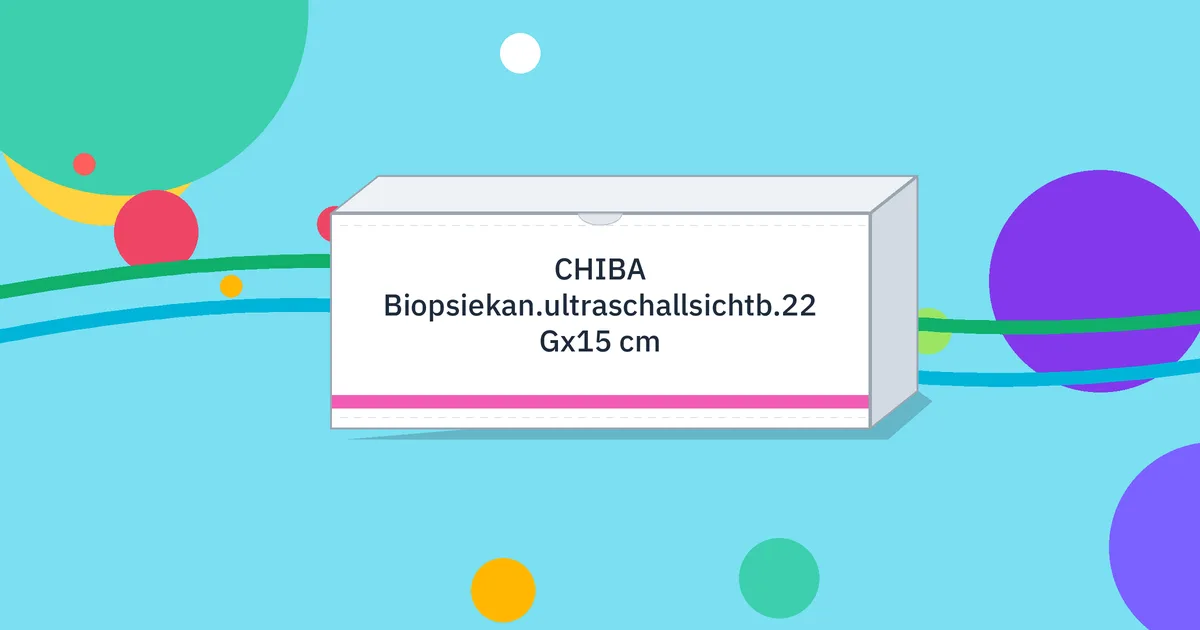 Symbolbild: Packung mit der Aufschrift CHIBA Biopsiekan.ultraschallsichtb.22 Gx15 cm (PZN 03933465) – Verfügbarkeit und Bezug in Apotheken in Frankfurt am Main