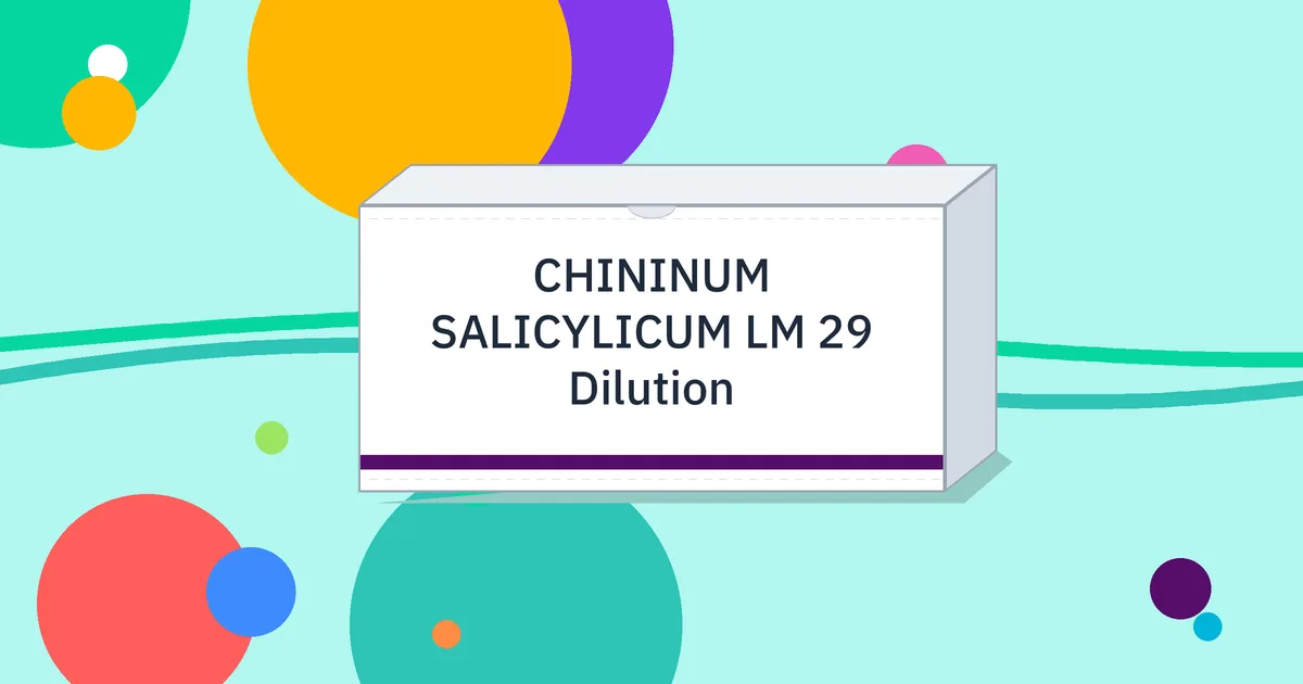 Symbolbild: Packung mit der Aufschrift CHININUM SALICYLICUM LM 29 Dilution (PZN 12815813) – Verfügbarkeit und Bezug in Apotheken in Frankfurt am Main