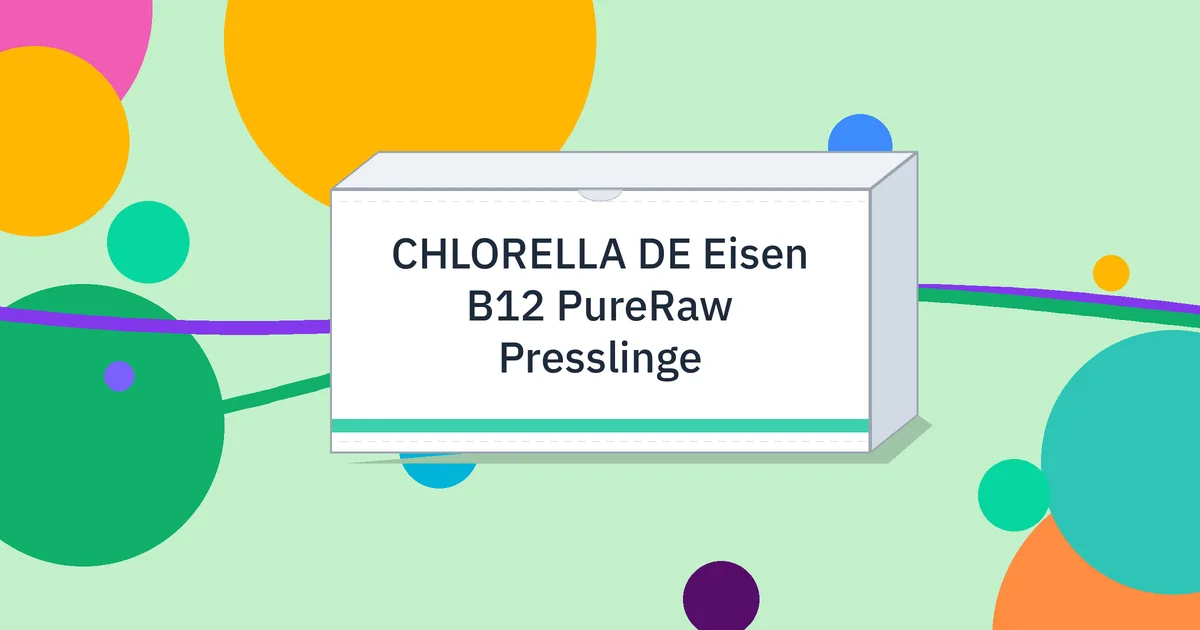 Symbolbild: Packung mit der Aufschrift CHLORELLA DE Eisen B12 PureRaw Presslinge (PZN 16805800) – Verfügbarkeit und Bezug in Apotheken in Frankfurt am Main