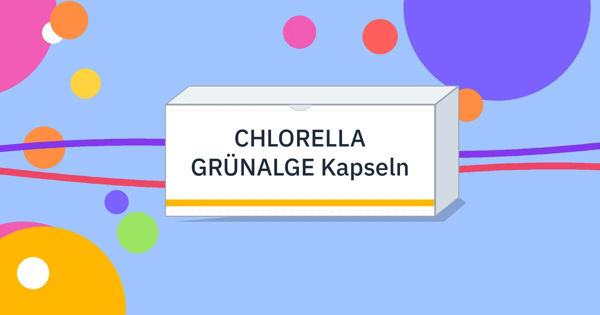 Symbolbild: Packung mit der Aufschrift CHLORELLA GRÜNALGE Kapseln (PZN 00808601) – Verfügbarkeit und Bezug in Apotheken in Frankfurt am Main