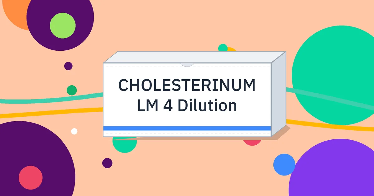Symbolbild: Packung mit der Aufschrift CHOLESTERINUM LM 4 Dilution (PZN 12817261) – Verfügbarkeit und Bezug in Apotheken in Frankfurt am Main