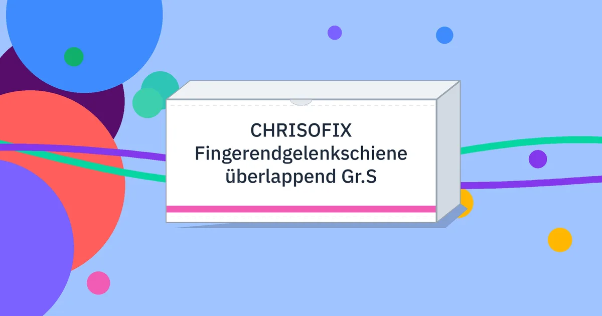 Symbolbild: Packung mit der Aufschrift CHRISOFIX Fingerendgelenkschiene überlappend Gr.S (PZN 09913802) – Verfügbarkeit und Bezug in Apotheken in Frankfurt am Main