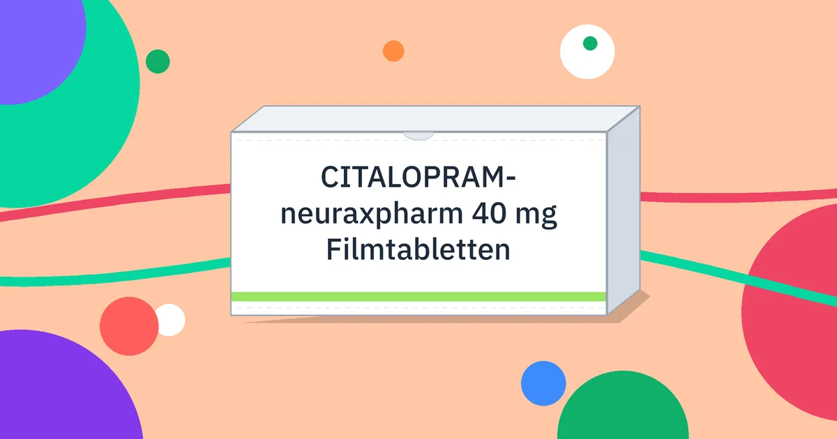 Symbolbild: Packung mit der Aufschrift CITALOPRAM-neuraxpharm 40 mg Filmtabletten (PZN 02571824) – Verfügbarkeit und Bezug in Apotheken in Frankfurt am Main