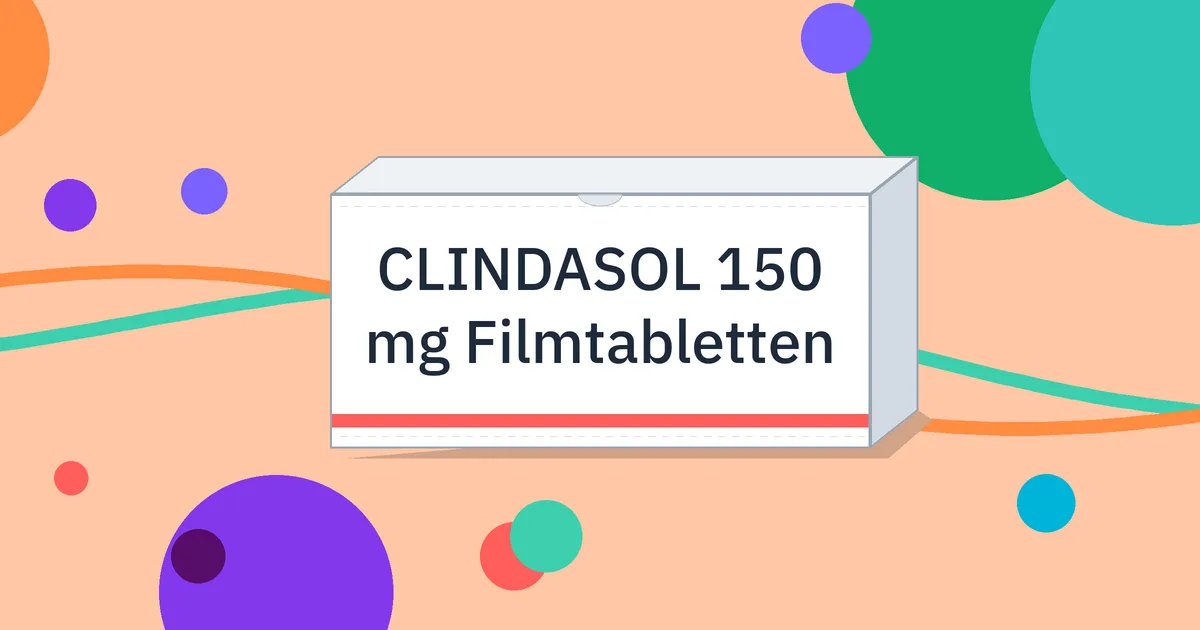Symbolbild: Packung mit der Aufschrift CLINDASOL 150 mg Filmtabletten (PZN 06794610) – Verfügbarkeit und Bezug in Apotheken in Frankfurt am Main