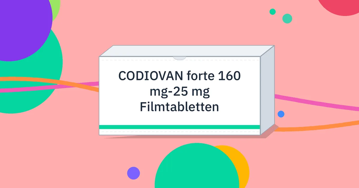 Symbolbild: Packung mit der Aufschrift CODIOVAN forte 160 mg-25 mg Filmtabletten (PZN 09493116) – Verfügbarkeit und Bezug in Apotheken in Frankfurt am Main