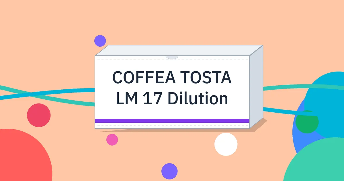 Symbolbild: Packung mit der Aufschrift COFFEA TOSTA LM 17 Dilution (PZN 12831367) – Verfügbarkeit und Bezug in Apotheken in Frankfurt am Main