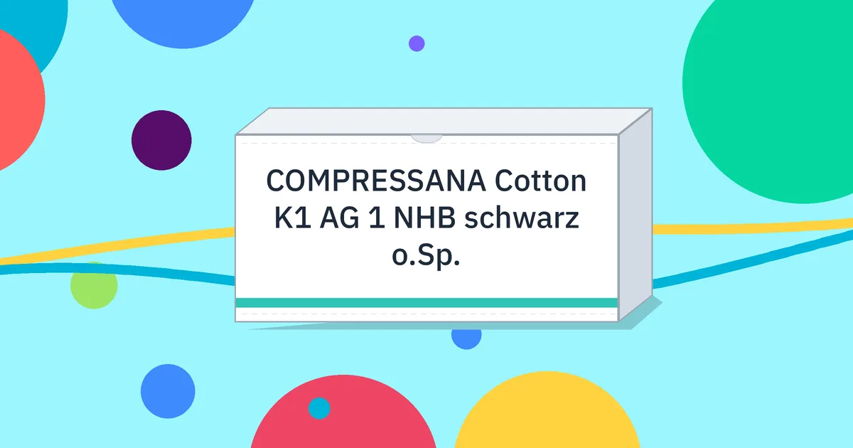 Symbolbild: Packung mit der Aufschrift COMPRESSANA Cotton K1 AG 1 NHB schwarz o.Sp. (PZN 11392718) – Verfügbarkeit und Bezug in Apotheken in Frankfurt am Main
