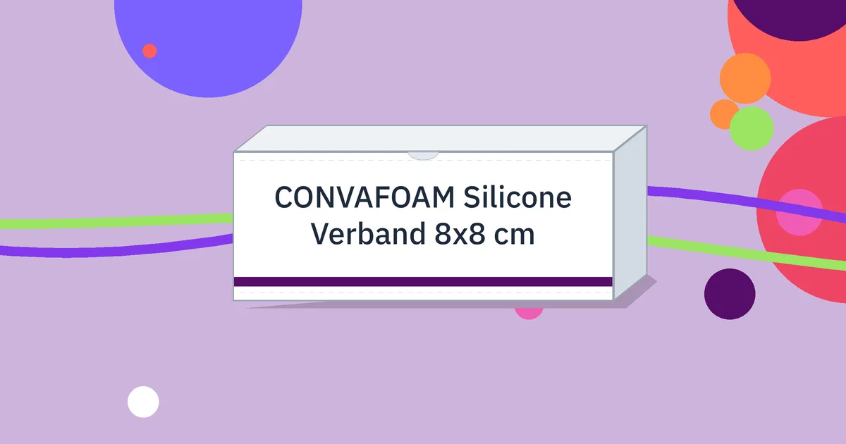 Symbolbild: Packung mit der Aufschrift CONVAFOAM Silicone Verband 8x8 cm (PZN 20290201) – Verfügbarkeit und Bezug in Apotheken in Frankfurt am Main