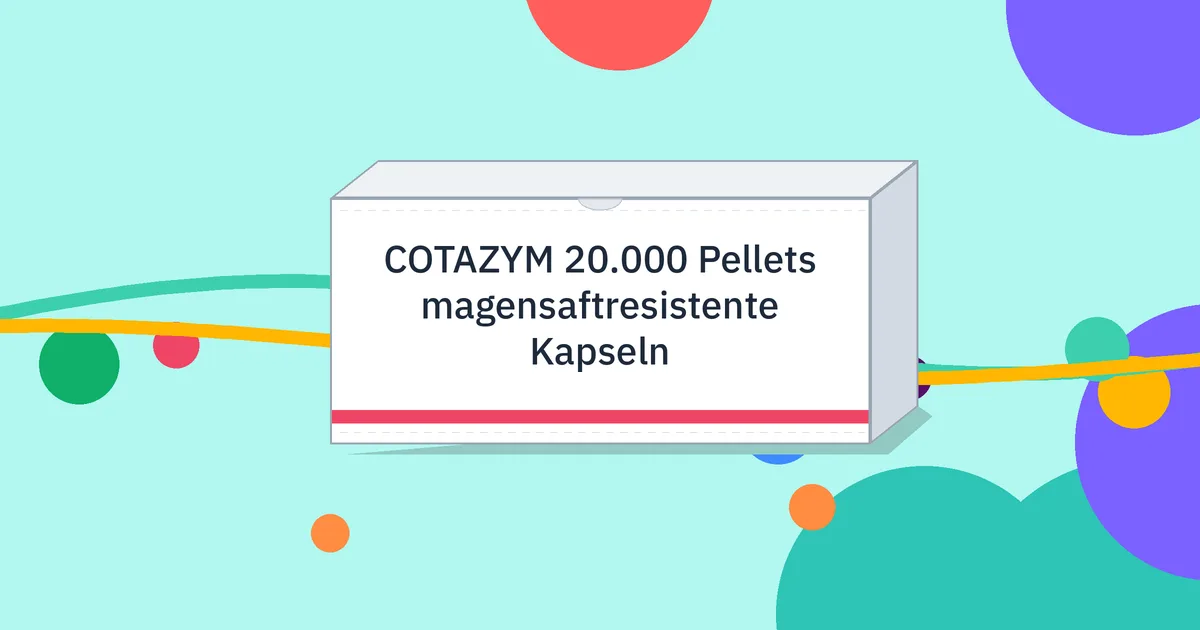 Symbolbild: Packung mit der Aufschrift COTAZYM 20.000 Pellets magensaftresistente Kapseln (PZN 04905086) – Verfügbarkeit und Bezug in Apotheken in Frankfurt am Main
