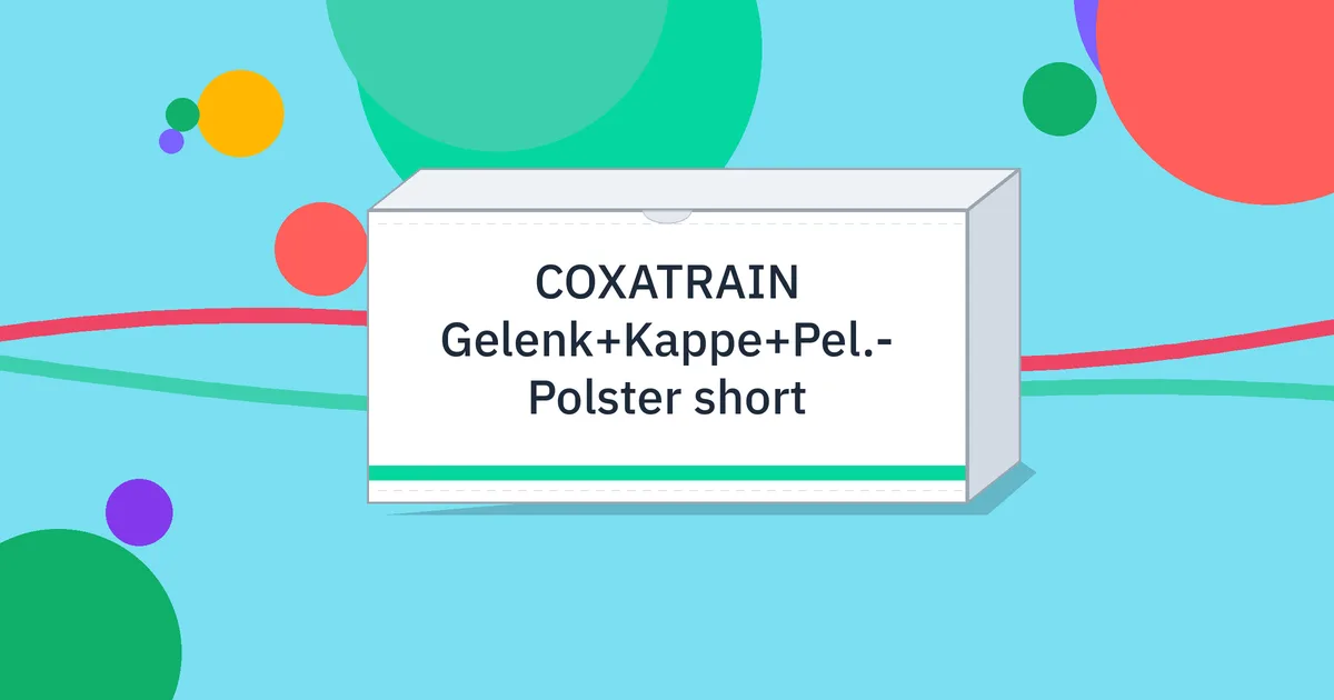 Symbolbild: Packung mit der Aufschrift COXATRAIN Gelenk+Kappe+Pel.-Polster short (PZN 17560944) – Verfügbarkeit und Bezug in Apotheken in Frankfurt am Main