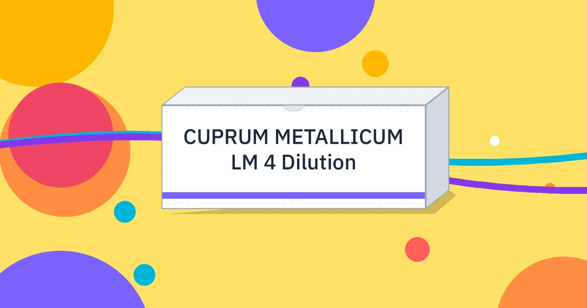 Symbolbild: Packung mit der Aufschrift CUPRUM METALLICUM LM 4 Dilution (PZN 12838085) – Verfügbarkeit und Bezug in Apotheken in Frankfurt am Main