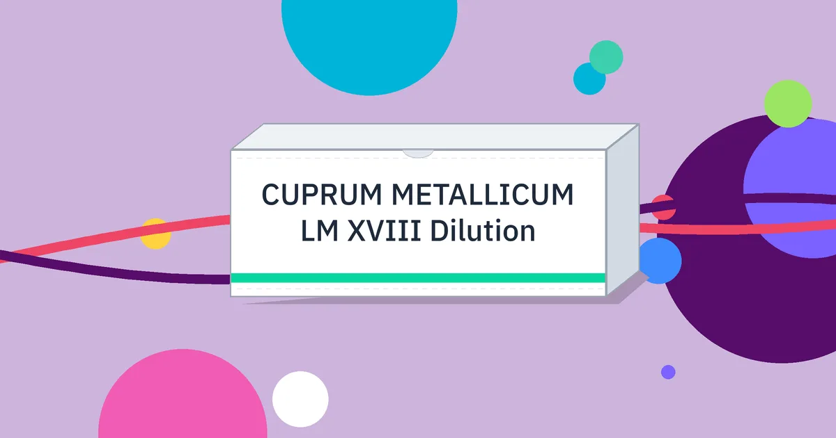 Symbolbild: Packung mit der Aufschrift CUPRUM METALLICUM LM XVIII Dilution (PZN 02668245) – Verfügbarkeit und Bezug in Apotheken in Frankfurt am Main