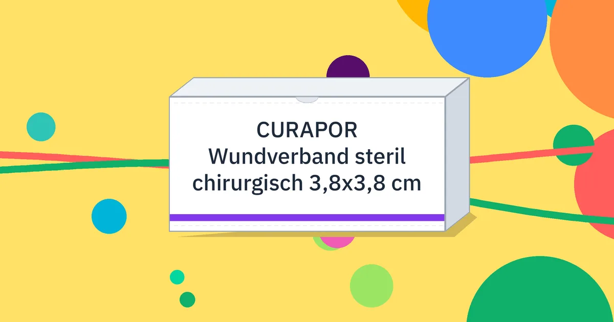 Symbolbild: Packung mit der Aufschrift CURAPOR Wundverband steril chirurgisch 3,8x3,8 cm (PZN 20693525) – Verfügbarkeit und Bezug in Apotheken in Frankfurt am Main