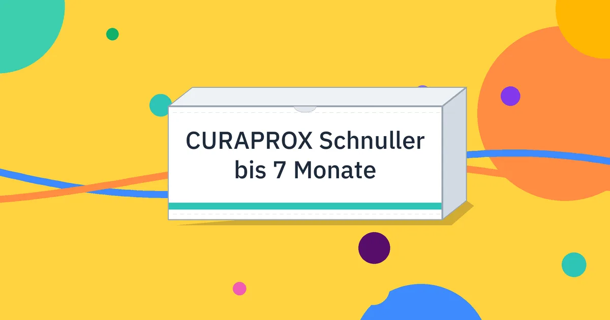 Symbolbild: Packung mit der Aufschrift CURAPROX Schnuller bis 7 Monate (PZN 05531920) – Verfügbarkeit und Bezug in Apotheken in Frankfurt am Main