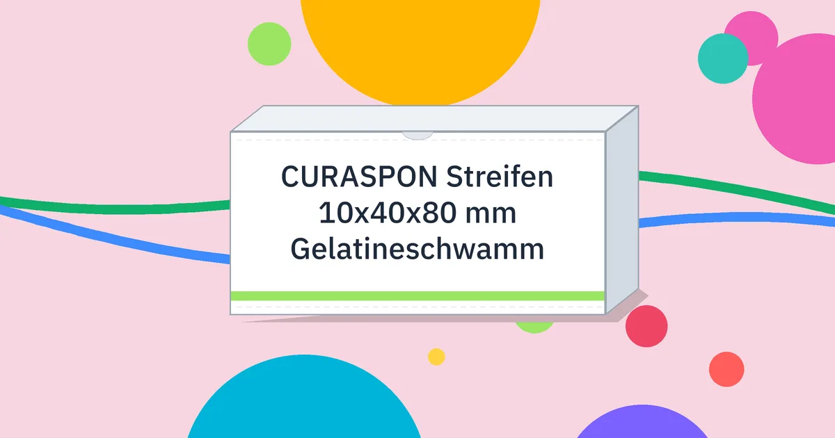 Symbolbild: Packung mit der Aufschrift CURASPON Streifen 10x40x80 mm Gelatineschwamm (PZN 09746936) – Verfügbarkeit und Bezug in Apotheken in Frankfurt am Main
