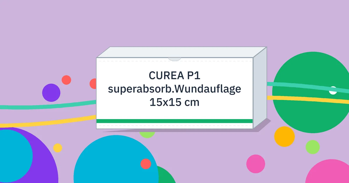 Symbolbild: Packung mit der Aufschrift CUREA P1 superabsorb.Wundauflage 15x15 cm (PZN 16005548) – Verfügbarkeit und Bezug in Apotheken in Frankfurt am Main