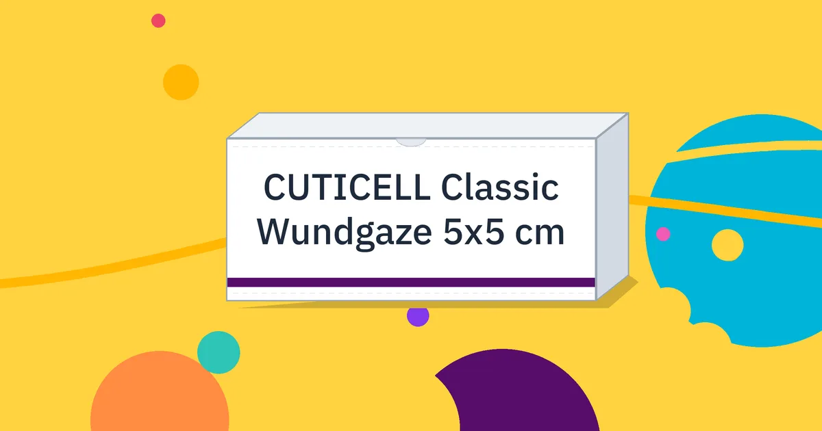Symbolbild: Packung mit der Aufschrift CUTICELL Classic Wundgaze 5x5 cm (PZN 12655835) – Verfügbarkeit und Bezug in Apotheken in Frankfurt am Main