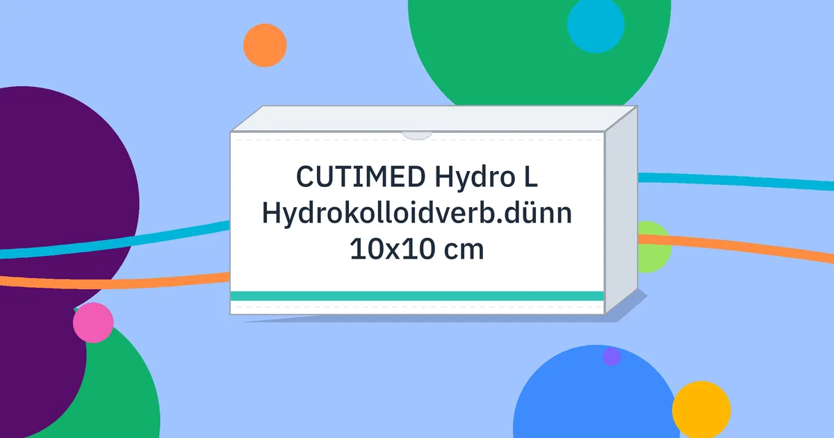 Symbolbild: Packung mit der Aufschrift CUTIMED Hydro L Hydrokolloidverb.dünn 10x10 cm (PZN 16828267) – Verfügbarkeit und Bezug in Apotheken in Frankfurt am Main