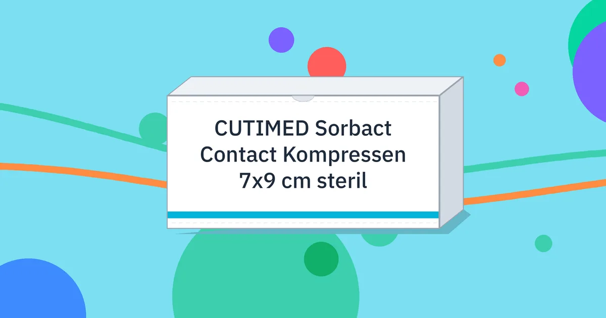 Symbolbild: Packung mit der Aufschrift CUTIMED Sorbact Contact Kompressen 7x9 cm steril (PZN 20846704) – Verfügbarkeit und Bezug in Apotheken in Frankfurt am Main