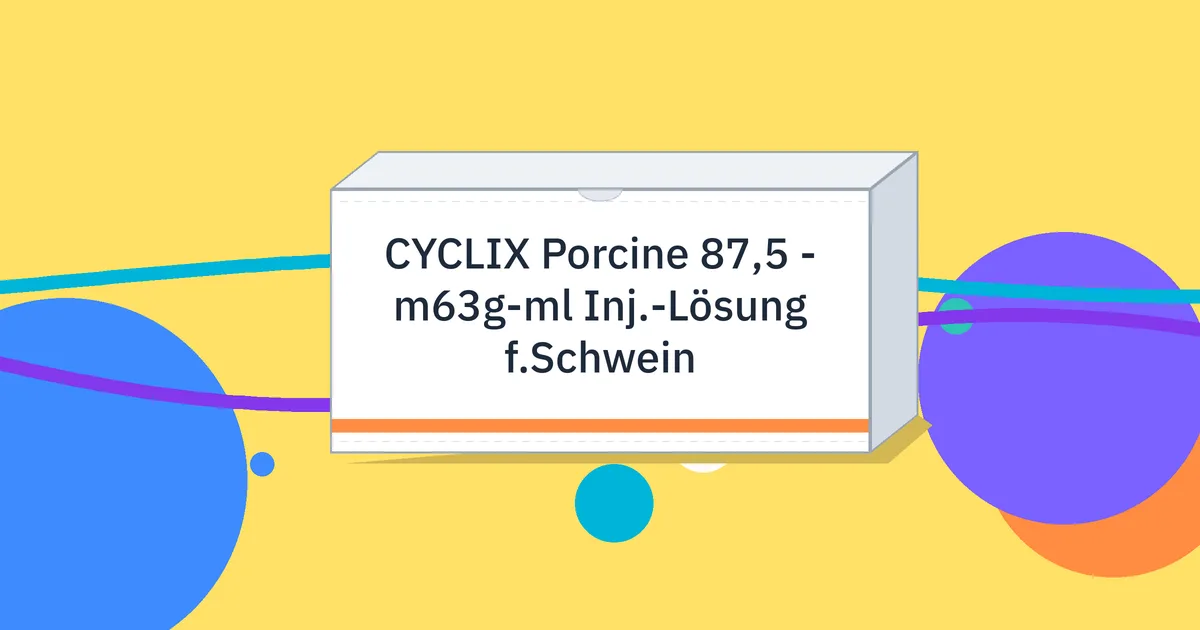 Symbolbild: Packung mit der Aufschrift CYCLIX Porcine 87,5 -m63g-ml Inj.-Lösung f.Schwein (PZN 05355825) – Verfügbarkeit und Bezug in Apotheken in Frankfurt am Main