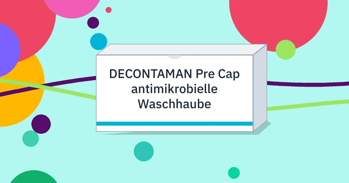 Symbolbild: Packung mit der Aufschrift DECONTAMAN Pre Cap antimikrobielle Waschhaube (PZN 15433590) – Verfügbarkeit und Bezug in Apotheken in Frankfurt am Main
