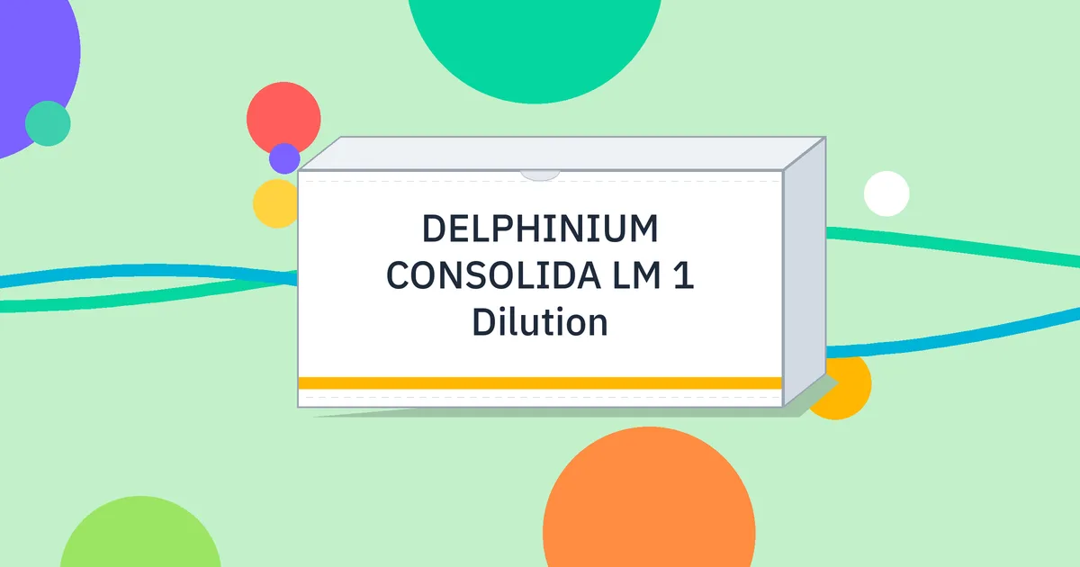 Symbolbild: Packung mit der Aufschrift DELPHINIUM CONSOLIDA LM 1 Dilution (PZN 13463167) – Verfügbarkeit und Bezug in Apotheken in Frankfurt am Main