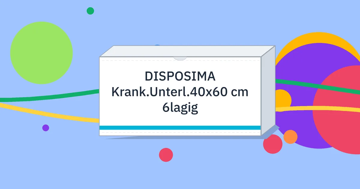 Symbolbild: Packung mit der Aufschrift DISPOSIMA Krank.Unterl.40x60 cm 6lagig (PZN 02558829) – Verfügbarkeit und Bezug in Apotheken in Frankfurt am Main