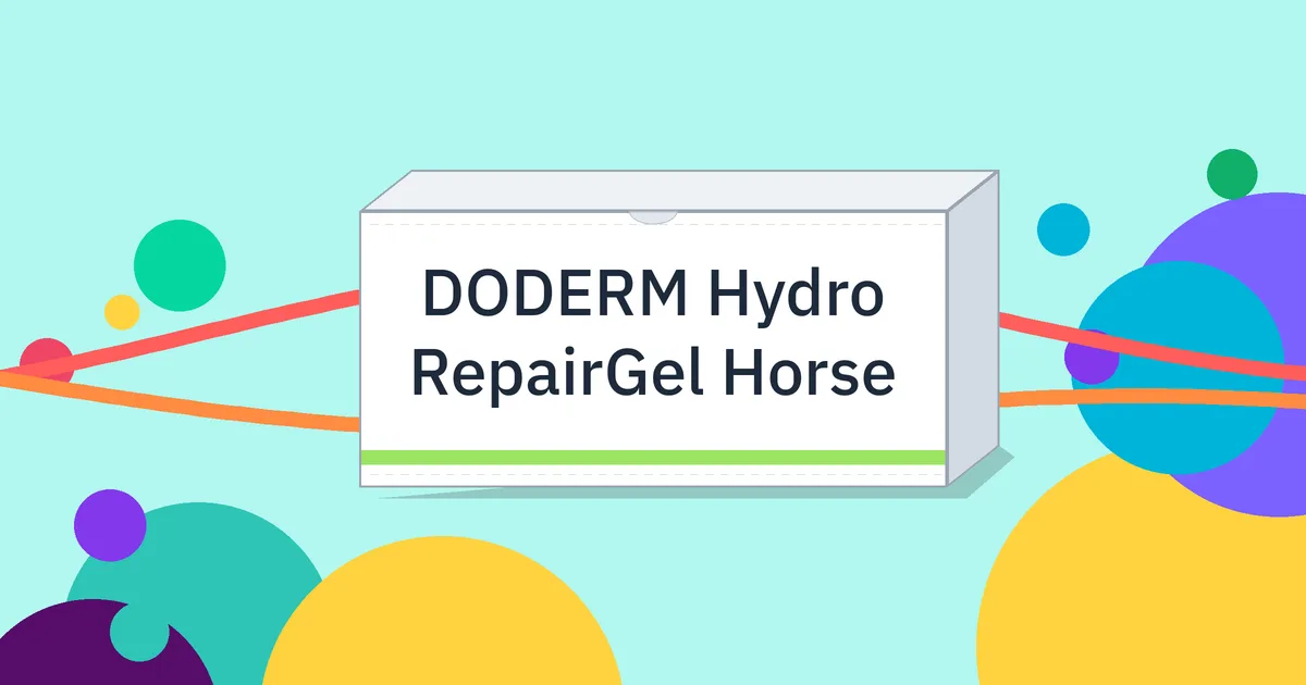 Symbolbild: Packung mit der Aufschrift DODERM Hydro RepairGel Horse (PZN 19193355) – Verfügbarkeit und Bezug in Apotheken in Frankfurt am Main