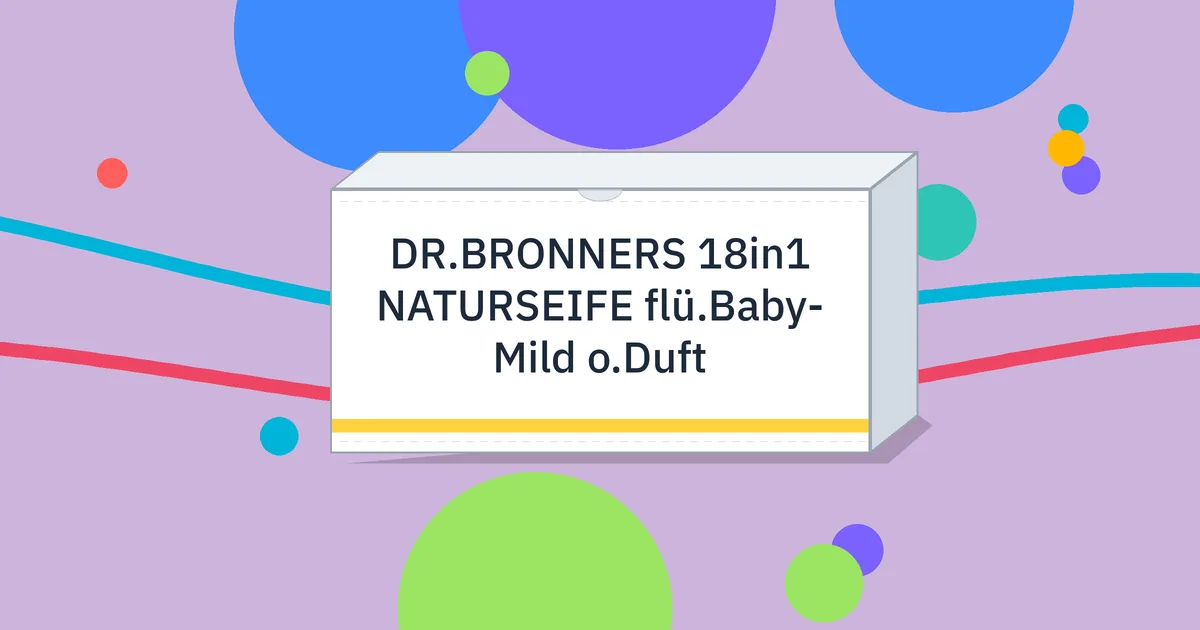 Symbolbild: Packung mit der Aufschrift DR.BRONNERS 18in1 NATURSEIFE flü.Baby-Mild o.Duft (PZN 19241479) – Verfügbarkeit und Bezug in Apotheken in Frankfurt am Main