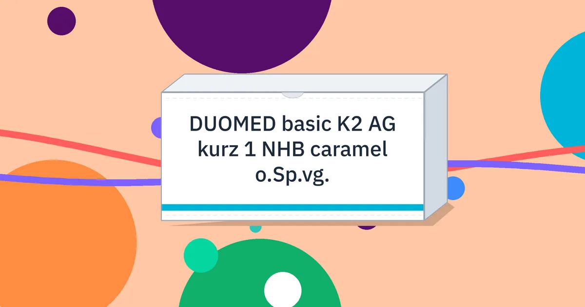 Symbolbild: Packung mit der Aufschrift DUOMED basic K2 AG kurz 1 NHB caramel o.Sp.vg. (PZN 20907972) – Verfügbarkeit und Bezug in Apotheken in Frankfurt am Main