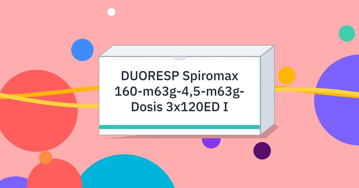 Symbolbild: Packung mit der Aufschrift DUORESP Spiromax 160-m63g-4,5-m63g-Dosis 3x120ED I (PZN 12387228) – Verfügbarkeit und Bezug in Apotheken in Frankfurt am Main
