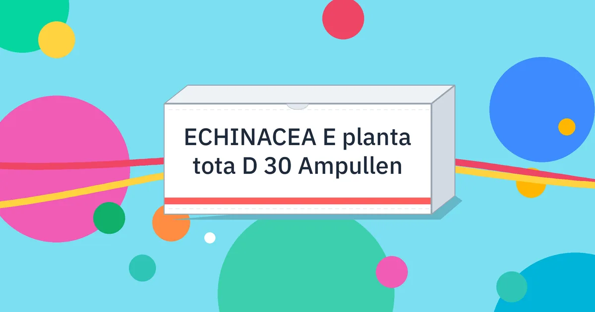 Symbolbild: Packung mit der Aufschrift ECHINACEA E planta tota D 30 Ampullen (PZN 03358280) – Verfügbarkeit und Bezug in Apotheken in Frankfurt am Main