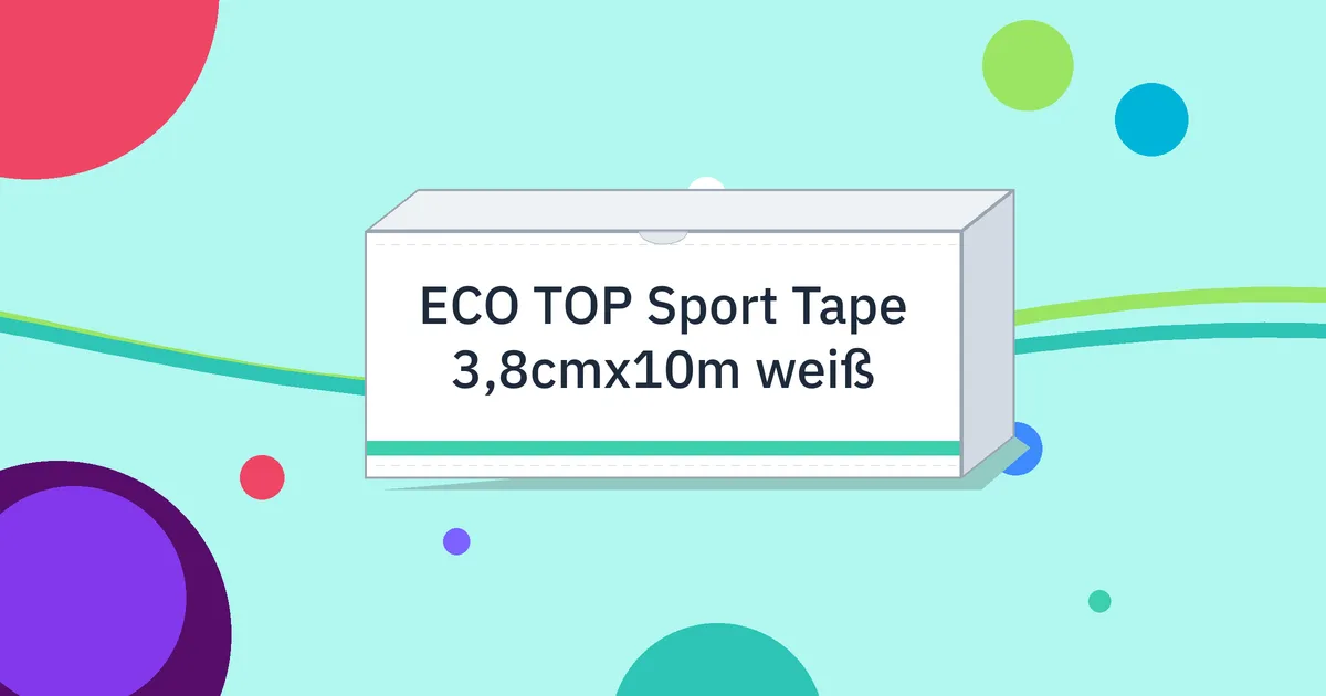 Symbolbild: Packung mit der Aufschrift ECO TOP Sport Tape 3,8cmx10m weiß (PZN 09211796) – Verfügbarkeit und Bezug in Apotheken in Frankfurt am Main