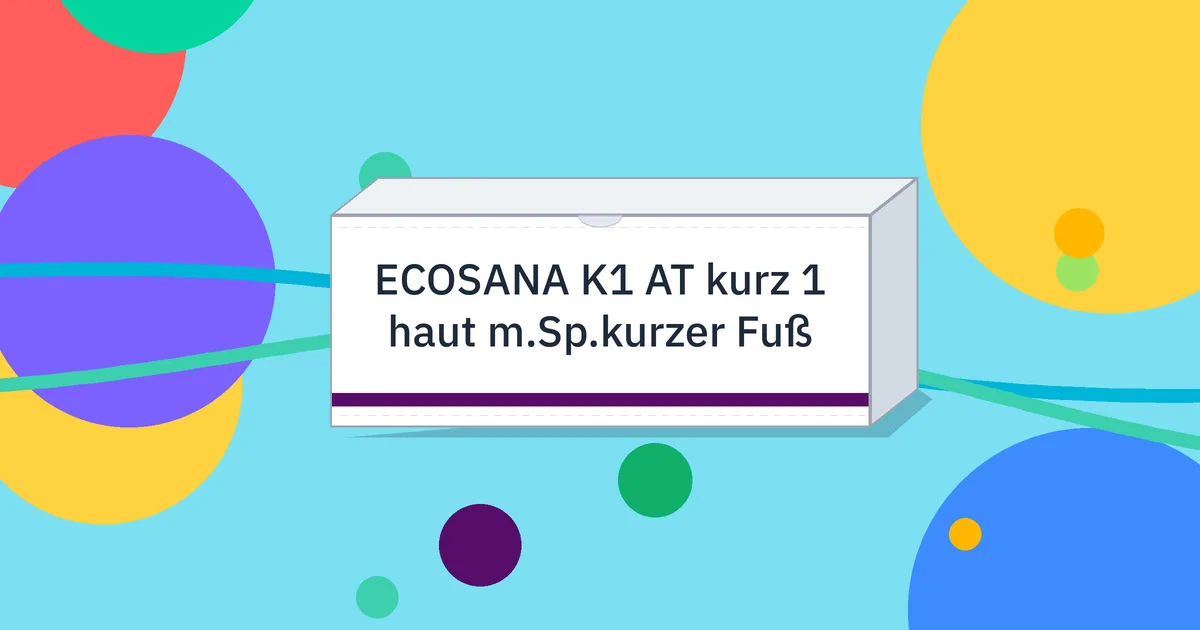 Symbolbild: Packung mit der Aufschrift ECOSANA K1 AT kurz 1 haut m.Sp.kurzer Fuß (PZN 04731290) – Verfügbarkeit und Bezug in Apotheken in Frankfurt am Main