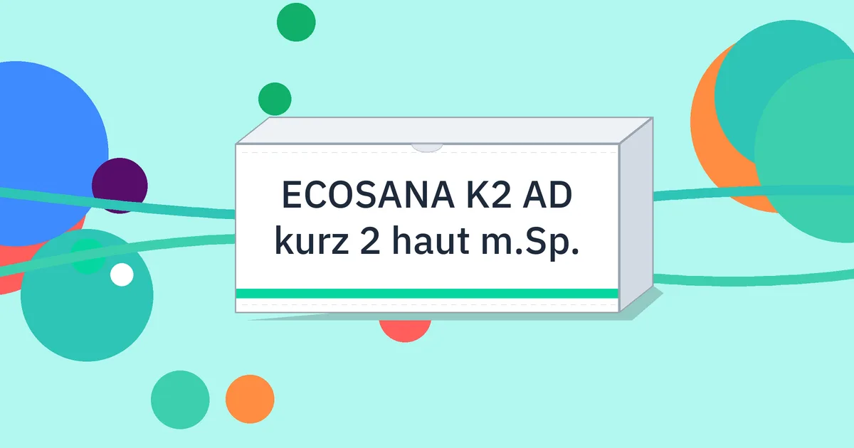 Symbolbild: Packung mit der Aufschrift ECOSANA K2 AD kurz 2 haut m.Sp. (PZN 01337776) – Verfügbarkeit und Bezug in Apotheken in Frankfurt am Main